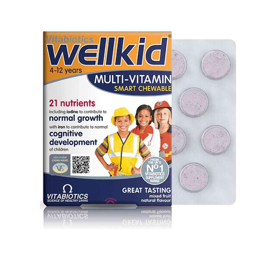 Wellkid Smart Chewable H/30V VITABIOTICS Kẹo nhai vitamin trẻ em 4-12T ...